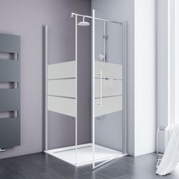 Schulte Runddusche mit Dreht&uuml;r 'Alexa Style 2.0' teilgerahmt, gestreift, aluminiumfarben, 90 x 90 x 192 cm