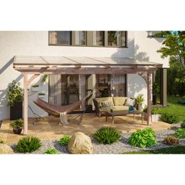 Skan Holz Terrassen&uuml;berdachung 'Ravenna' 541 x 250 cm Douglasie Doppelstegplatten natur