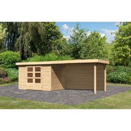 Karibu Gartenhaus-Set 'Raskola 4' naturbelassen mit Anbaudach und R&uuml;ckwand 591,5 x 211 x 238 cm