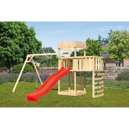 Karibu Spielturm 'Ritterburg L&ouml;wenherz' naturbelassene nordische Fichte 107 x 259,5 x 107 cm