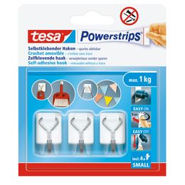 Tesa Selbstklebende Haken 'Powerstrips' wei&szlig; mit abnehmbaren Drahthaken 1 kg 3 St&uuml;ck