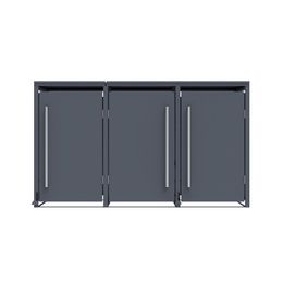 WESTMANN M&uuml;lltonnenbox 'Pedura' Stahl 3 x 240 l anthrazit 199 x 80 x 116 cm, mit Fu&szlig;pedal