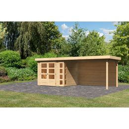 Karibu Gartenhaus-Set 'Terko 3' naturbelassen mit Schleppdach und R&uuml;ckwand 528,5 x 211 x 238 cm