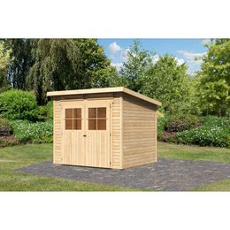 Karibu Gartenhaus 'Gl&uuml;cksburg 4' Fichte natur 242 x 217 cm, mit Doppelfl&uuml;gelt&uuml;r