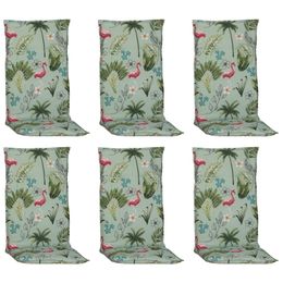 Beo Hochlehner-Auflagenset 'Genua' gr&uuml;n/pink 48 x 120 x 5 cm 6 St&uuml;ck