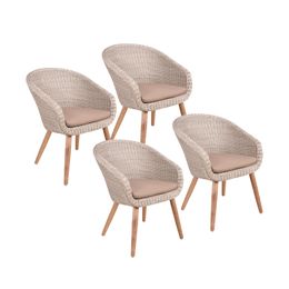 Garden Pleasure Gartenstuhlset 'Arvada' Aluminium/Akazienholz beige 4 St&uuml;ck