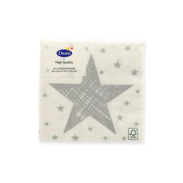 Duni Servietten 'Shining Star White' wei&szlig;/silbern 24 x 24 cm 20 St&uuml;ck