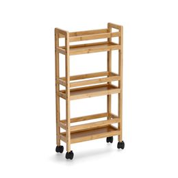 zeller Nischen-Rollwagen Bambus/MDF naturfarben 36 x 74 x 15 cm