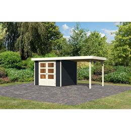 Karibu Gartenhaus-Set 'Raskola 3,5' anthrazit mit Schleppdach 491 x 211 x 262 cm