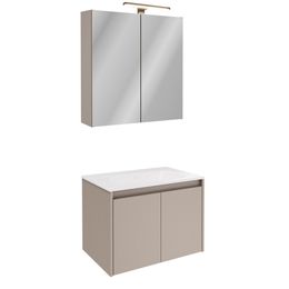 Fackelmann Badm&ouml;belset 'Compact Line' 70 cm 5-teilig Kaschmir mit Spiegelschrank