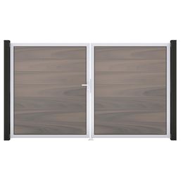 GroJa Doppeltor 'Solid Grande' BPC/Aluminium DIN links braun/grau/silber 300 x 180 cm