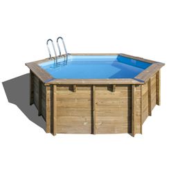 GRE Massivholzpool-Set 'Vanille 2' &Oslash; 400 x 119 cm mit Trittleiter und Sandfilter