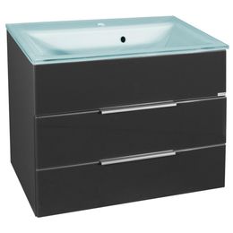 Fackelmann Glaswaschbecken mit Unterschrank 'KARA' mintgr&uuml;n/anthrazit 80 x 60,2 x 50,1 cm