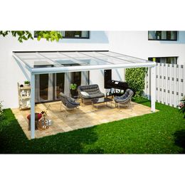Skan Holz Terrassen&uuml;berdachung 'Modena' 541 x 357 cm Aluminium Verbundsicherheitsglas wei&szlig;