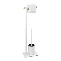 Wenko Stand WC-Garnitur 'Macao', wei&szlig;/holz