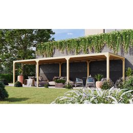 Karibu Pavillon-Set 'Cubus' naturbelassen mit zwei Verl&auml;ngerungen