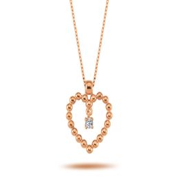 EinStein Diamant Anh&auml;nger 'Halskette mit Herzanh&auml;nger und Solit&auml;r Brilliant in 14 Karat Rotgold Rosegold' Damen Gr&ouml;&szlig;e One Size rosegold