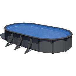 GRE Stahlwandpool-Set 'Anthracite' oval 730 &times; 375 &times; 120 cm, mit Seitenst&uuml;tzen