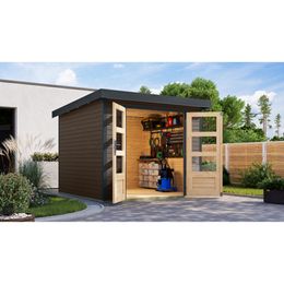 Karibu Gartenhaus 'Komet 3,5 B' Fichtenholz terragrau / anthrazit 238,5 x 209 x 242,5 cm