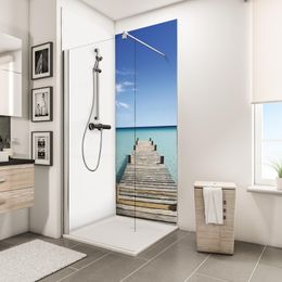 Schulte Duschr&uuml;ckwand 'DecoDesign' Motiv Steg Malediven, 90 x 210 cm