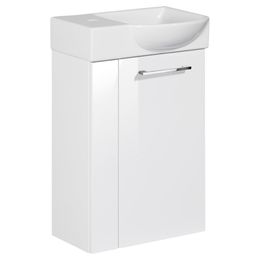 Fackelmann Keramikbecken mit Unterschrank 'SBC' Hahnloch links wei&szlig; 45,5 x 70,5 x 32 cm