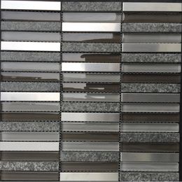 Mosaikfliese 'Niagara' Materialmix grau-schwarz 30,5 x 30,5 cm