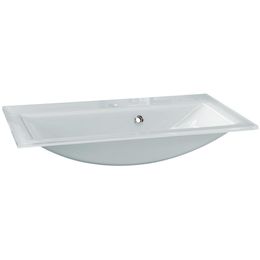 Fackelmann Waschbecken eckig 'Kara' Glas wei&szlig; 80 x 14,5 x 50