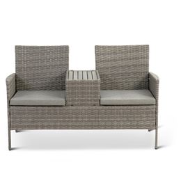 Gartenbank 'Belinda' 2-Sitzer Stahl grau 141 x 86,5 x 66 cm
