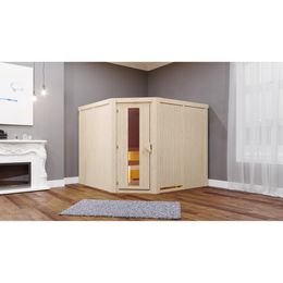 Karibu Elementsauna 'Alma' naturbelassen mit Energiespart&uuml;r 231 x 196 x 198 cm