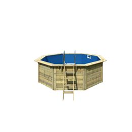 Karibu Massivholzpool-Set 'Paia 1' 347 x 347 x 121 cm mit Innenh&uuml;lle blau, Filteranlage