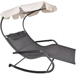 Garden Pleasure Schaukelliege 'Serifos' mit Sonnendach anthrazit/beige 138 x 160 x 200 cm