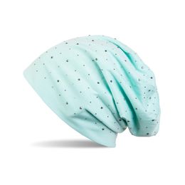 styleBREAKER M&uuml;tze 'Beanie mit Strass Nieten Applikation' Damen Gr&ouml;&szlig;e 54/64 mint