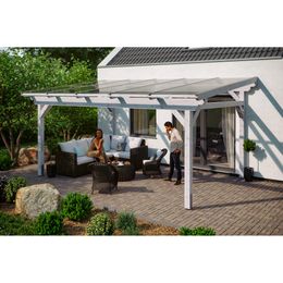 Skan Holz Terrassen&uuml;berdachung 'Sanremo' 541 x 400 cm Leimholz Doppelstegplatten wei&szlig;