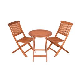 Garden Pleasure Balkonm&ouml;belset 'Prag' Eukalyptusholz braun 3 teilig