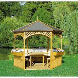Promadino Pavillon 'Palma' Holz grau inklusive M&ouml;bel 326 x 280 x 326 cm