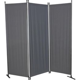 Angerer Freizeitm&ouml;bel Paravent 3-teilig Bezug Swingtex Polyacryl dunkelgrau 165 x 171 cm