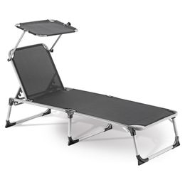 toom Sonnenliege 'Meike' klappbar mit Sonnendach schwarz/silbern 62 x 85 x 187 cm