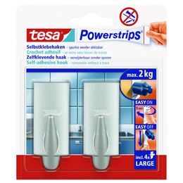 Tesa Powerstrips Selbstklebehaken Large silbern 2 St&uuml;ck