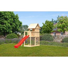 Karibu Kinderspielhaus 'Frieda' naturbelassene nordische Fichte 107 x 291 x 107 cm