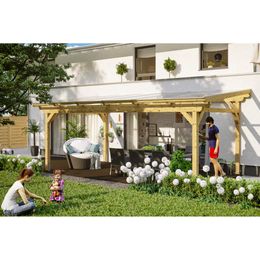 Skan Holz Terrassen&uuml;berdachung 'Sanremo' 648 x 300 cm Leimholz Doppelstegplatten natur