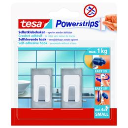 Tesa Powerstrips Selbstklebehaken edelstahlfarben 2 St&uuml;ck