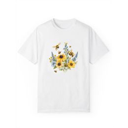 Gorhey Oversizeshirt 'Women Short Sleeve T-Shirt with Flowers Print Tees' Damen Gr&ouml;&szlig;e M wei&szlig;