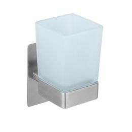 Wenko Zahnputzbecher 'Turbo-Loc Genova' Glas satiniert, mit Halterung