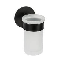 Sch&ouml;ner Wohnen Kollektion Sch&ouml;ner Wohnen Kollektion Zahnputzbecher 'Meleto' Edelstahl schwarz Glas satiniert &Oslash; 10 x 15 cm, Klebemontage