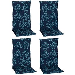 Beo Hochlehner-Auflagenset 'Bunde' hellblau/dunkelblau 50 x 118 x 6 cm 4 St&uuml;ck