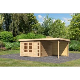 Karibu Gartenhaus-Set 'Terko 6' naturbelassen mit Anbaudach und R&uuml;ckwand 334 x 216 x 331 cm