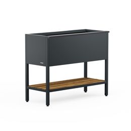 Herstera Hochbeet 'Deco' Stahl anthrazit/Holzoptik mit Beleuchtung 100 x 40 x 80 cm