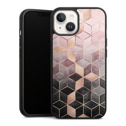 DeinDesign iPhone 14 Handy Gallery Case Handyh&uuml;lle 9H Geh&auml;rtetes Glas R&uuml;ckseite H&uuml;lle Cube Elisabeth Fredriksson Gold & Copper Gallery Case