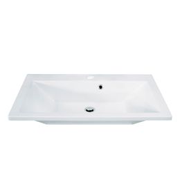 Fackelmann Waschbecken eckig Gussmarmor wei&szlig; 80 x 17 x 50 cm