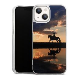 DeinDesign iPhone 13 Mini Handy Slim Case Silikon Handyh&uuml;lle transparent H&uuml;lle extra d&uuml;nn Sunset Horseback Riding Horse Silikon Slim Case